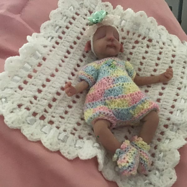 Crochet Set Clothes Made to Fit a 7"- 8" Ooak Mini Baby Clay Silicon ...