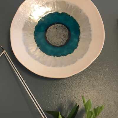 Wall Plate, Wedding Blue Gift, Ceramic Blue Plate, Fruit Bowl, Wall ...