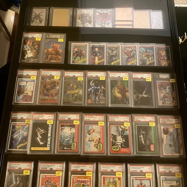 35 Graded Sport Cards / Collectible Trading Card Display Case Wall ...