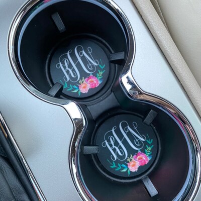 Monogrammed Car Coasters, Monogrammed Coaster Set, Personalized Car ...