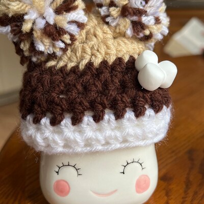 Smores Hot Chocolate Crochet Marshmallow Mug Hat/ Farmhouse Decor ...