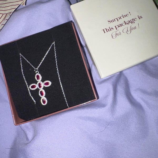 Ruby Birthstone Cross Necklace, Large Cross Jewelry, Christian ...