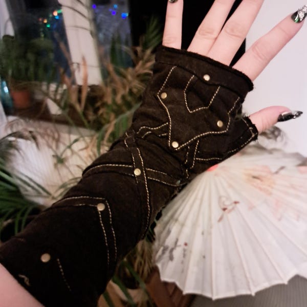 Post-apocalyptic Arm Warmers, Burning Man Fingerless Gloves, Moto Style ...