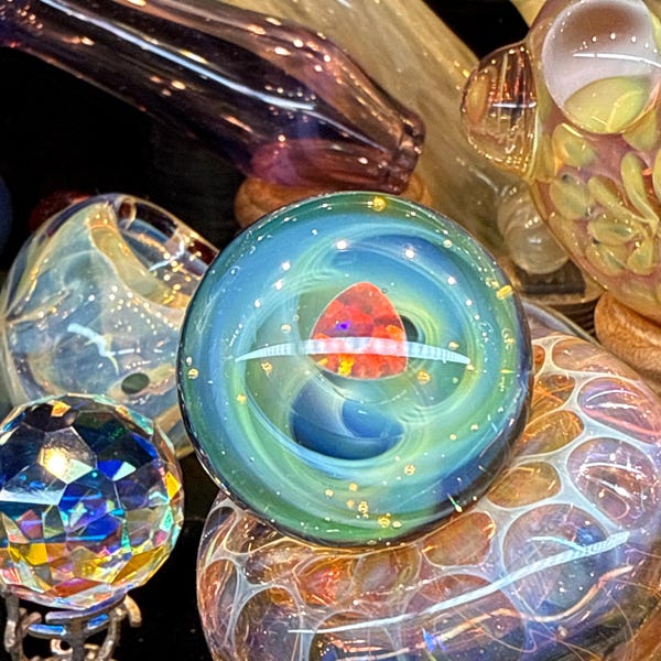 1.26 Inch Handcrafted Borosilicate Glass Marble With Silver Fume ...