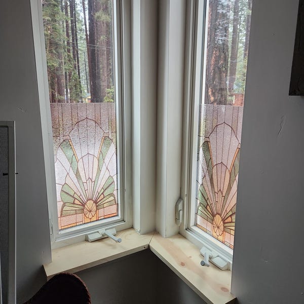 Sunset Forest Stained Glass Window Film – Decorative Privacy Decal for ...