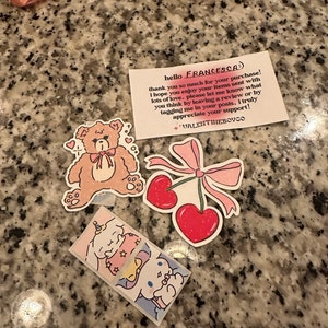 Coquette Vinyl Stickers Teddy Bear, Cherry Hearts, Bunny, Rabbit - Etsy