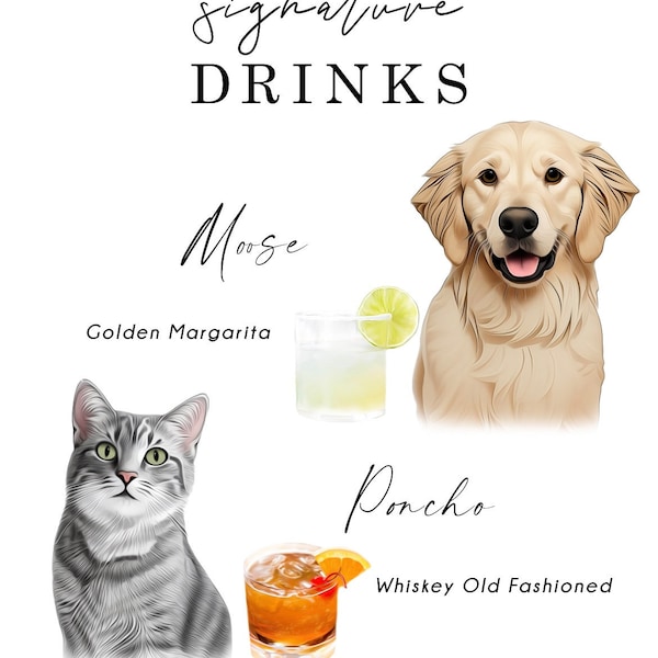 Pet Signature Cocktail Cat Custom Drink Sing Dog Signature Drink Sing ...