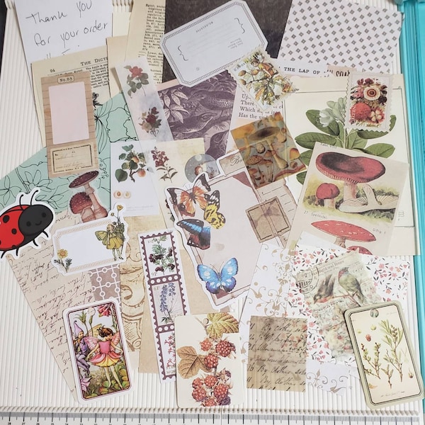 Cottage Core Themed (40 Piece) Junk Journal Kit - Scrapbooking ...