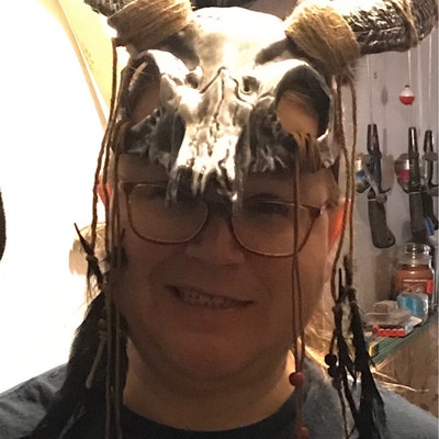 Ram Horn Skull Pagan Viking Ritual Skull Witchcraft Skull Deer Antler ...