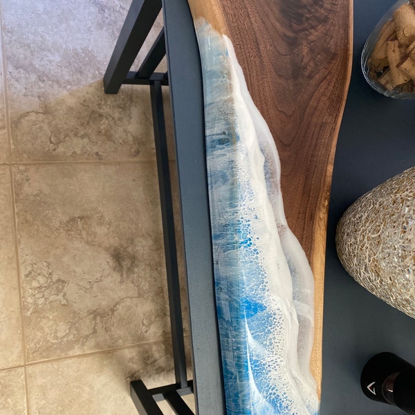 Your Custom Black Walnut Ocean Desk, Wave Desk, Beach Desk, Live Edge ...