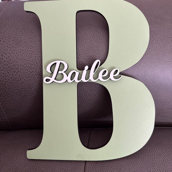 Custom Wooden Wall Name Sign Wood Big Letter Modern Nursery Bedroom ...