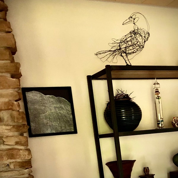 Standing Black Raven-wire Drawing Sculpture Art - Etsy