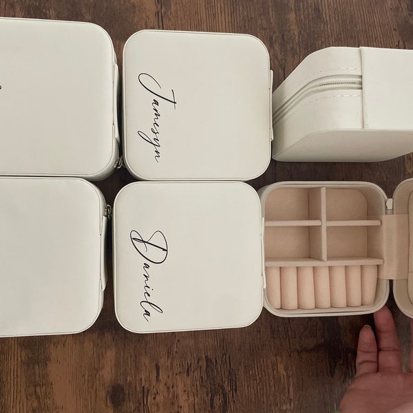 Personalized Square Jewelry Box, Travel Jewelry Case, Jewelry Organizer Bridesmaid Gift for ...