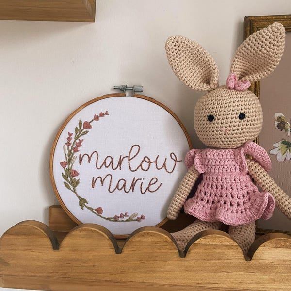 Hand Embroidered Name Hoop, Personalized Embroidery Hoop, Baby Name ...