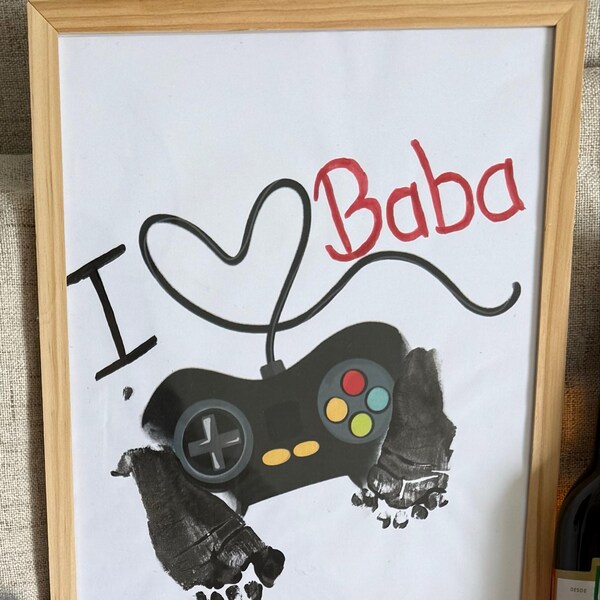 Handprint Art Gift for Gamers | Video Game Footprint Stamp Art | Father ...