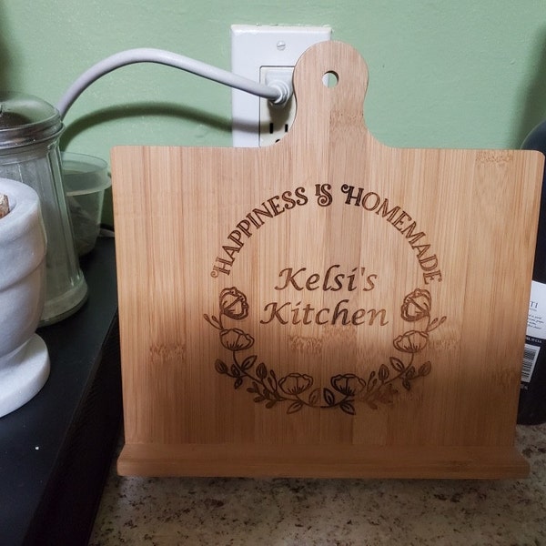 Personalized Chef's Easel - Bamboo - Recipe - Tablet - Cooking ...