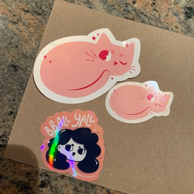 Pink Cat Sticker Grumpy Kitty Sticker Vinyl Cat Sticker - Etsy