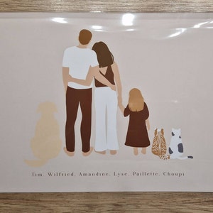 Custom Family Poster With Pets Portrait Personalized Family ...
