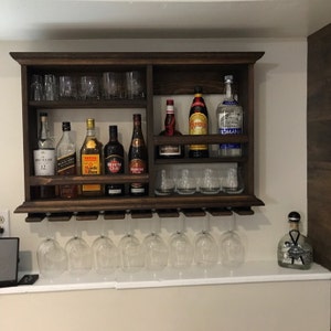 Mini Bar Red mahogany stain wine rack 3'x2' liquor | Etsy