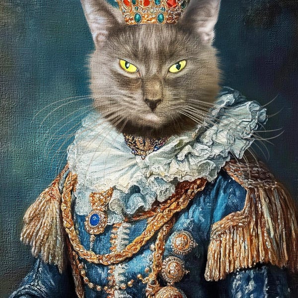 Royal Cat Portrait From Photo, Royal Cat Portrait, Royal Pet Portrait ...