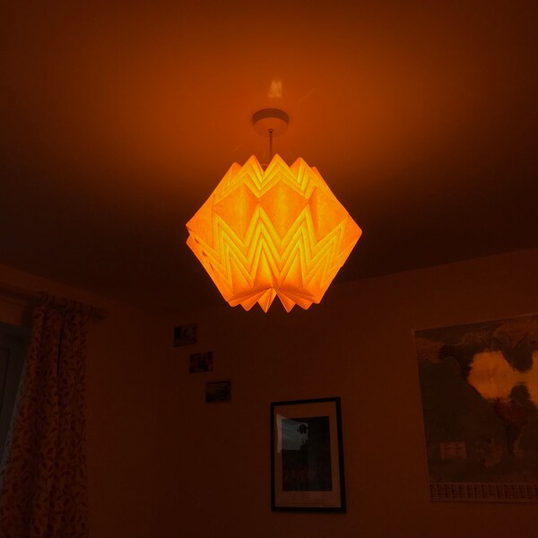 Kai Art Deco Origami Paper Lampshade With Colour Accent - Etsy