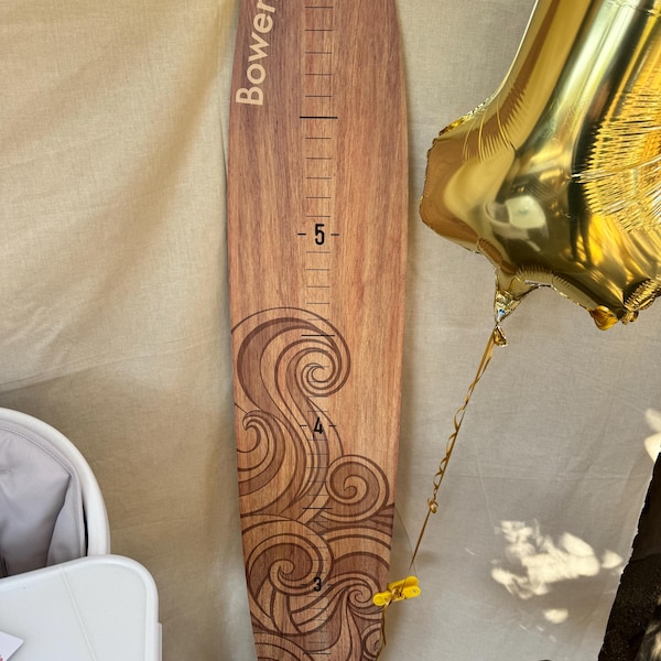 Seaside Series Surfboard Growth Chart White Wave | Wooden Height Chart ...