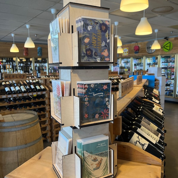 Rotating Display Stand, 3 Tier Wooden Organizer, 4-sided Display Rack ...