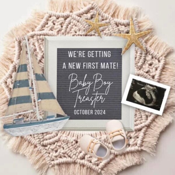 Nautical Pregnancy Announcement, New First Mate Baby Reveal Template ...