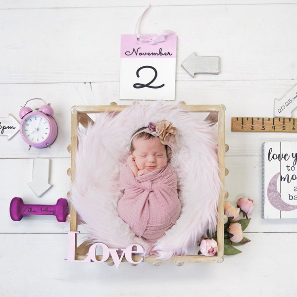 Newborn Baby Birth Announcement Newborn Digital Backdrop for ...