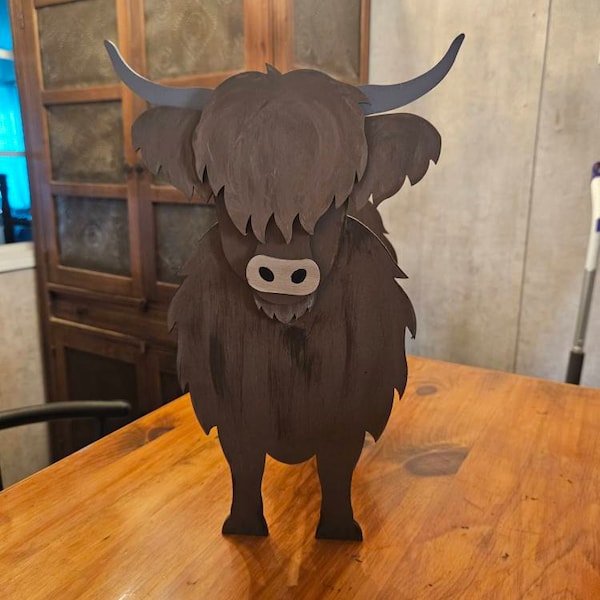 Scroll Saw Pattern, Planter Highland Cow, Farm Animal, Garden Ornament ...