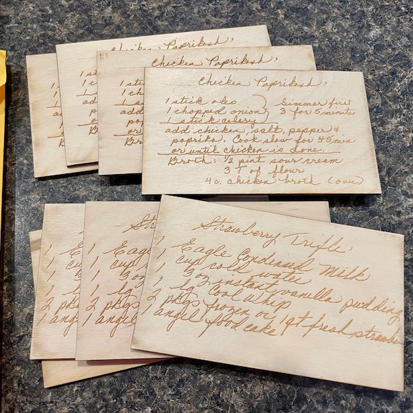 Engraved Handwritten Recipe Card: Custom Laser Etched Birch Wood - Etsy