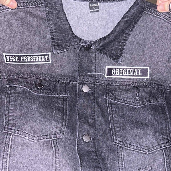 Curve Custom EMBROIDERED NAME TAG Iron on Patch Ribon Badge 5 3/4 X 2 1 ...