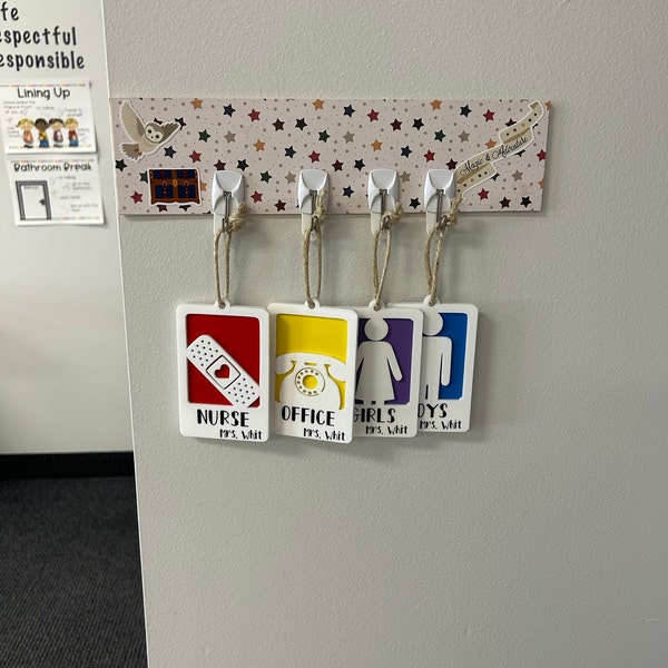 Teacher Hall Pass Set, Personalized, Hallway Passes, Teacher Gifts ...