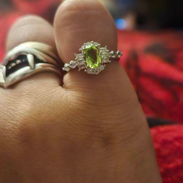 Natural Peridot Ring August Birthstone Jewelry, Vintage Green Stone ...