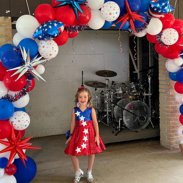 Red White Blue Patriotic Outfit Pageant Girls Unique Sequins Patriotic ...