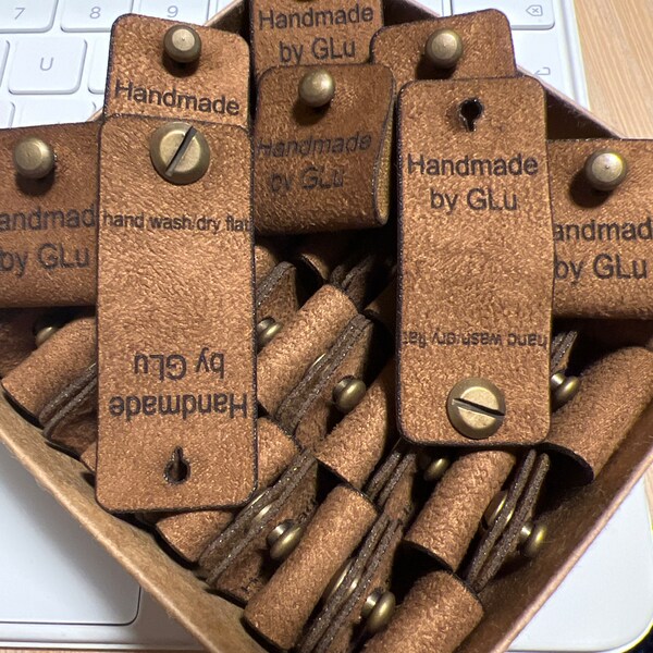 Personalized Vegan Leather Labels With Rivets: Custom Knitting ...