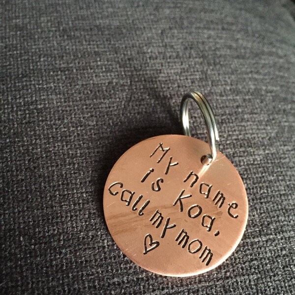 LARGE Dog Tag - Personalized Handstamped Pet Tag - Custom Aluminum Dog ...