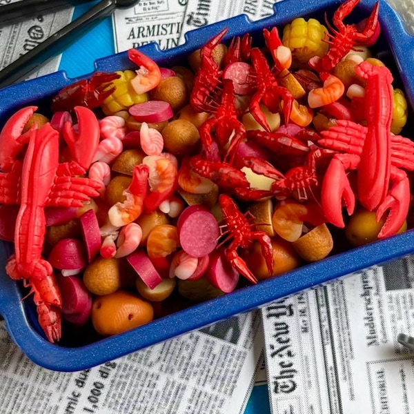 1:6 Scale Miniature Crawfish Boil Cajun Feast for Fashion Dolls and Elf ...