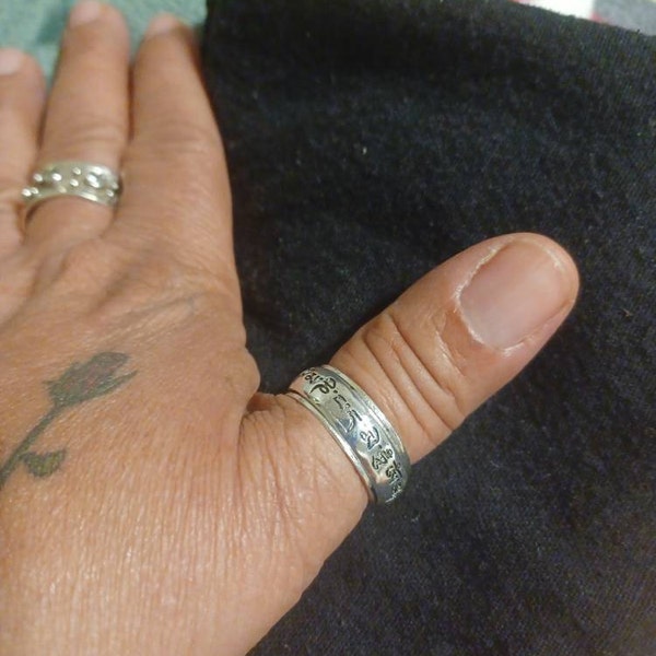 Tibetan Chong Dzi Bead Ring, Rare Ethnic Tibetan Dzi Bead Ring, Open ...