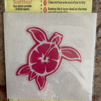 Turtle Decal, Sea Turtle, Hibiscus Flower Decal, Tortoise Decal, Vinyl ...