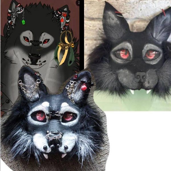 Therian Wolf Mask | Realistic Half Face Cosplay Mask | Faux Fur Wolf ...