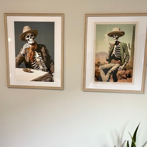 Bony Bandit / Retro Skeleton Cowboy Art, Western Wall Art, Cowboy Retro ...