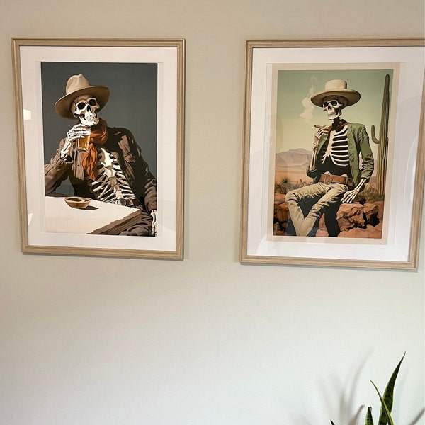 Bony Bandit / Retro Skeleton Cowboy Art, Western Wall Art, Cowboy Retro ...