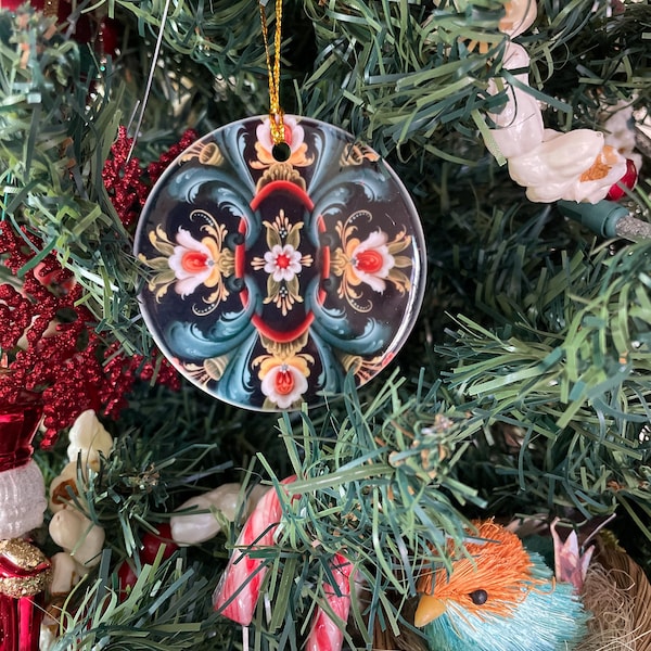 Rosemaling HEART Necklace Norwegian Scandinavian Design Jewelry Swedish ...