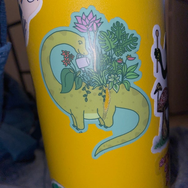 Dino Planter, Dinosaur Decals, Brontosaurus, Gardening Sticker, Vegan ...