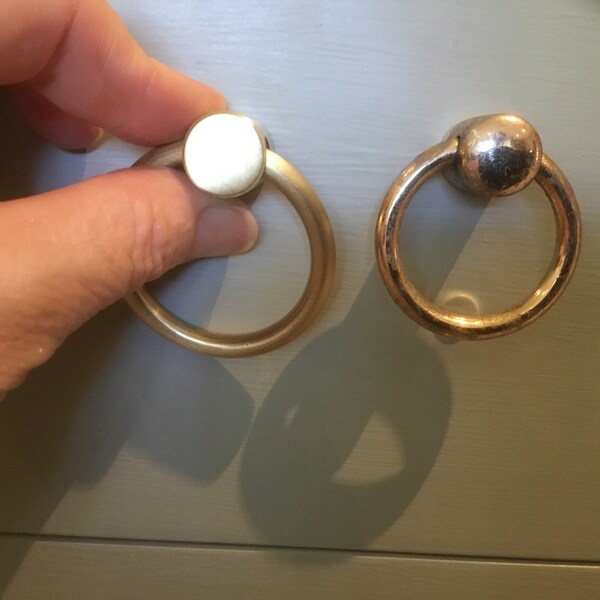 Solid Brass Material Ring Pulls Gold Brass Dresser Knobs Drawer Pull Handles Knob Drop Kitchen ...