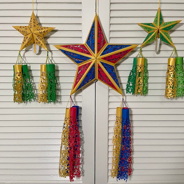 Lighted Filipino Christmas Parol Paneled 2ftx1ft Red/gold, Intricate ...