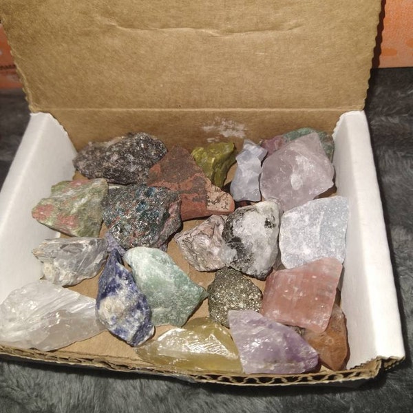 MINIATURE Crafters Collection Box: Gems Crystals Natural Raw Minerals ...