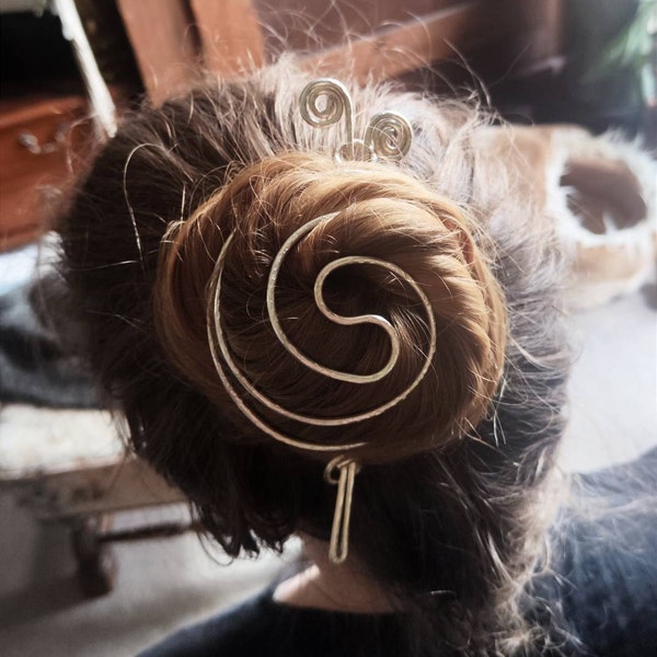 Silver Spiral Bun Cuff ,hair Bun Holder,hair Slide , Hair Bun Holder ...