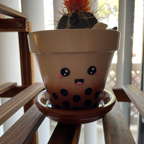Bubble Tea Gift and Small Plant Pot | Boba Plant Pot and a Cute Planter ...
